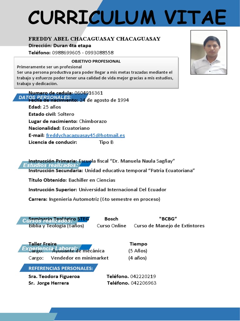 Currículum Freddy Actual | PDF