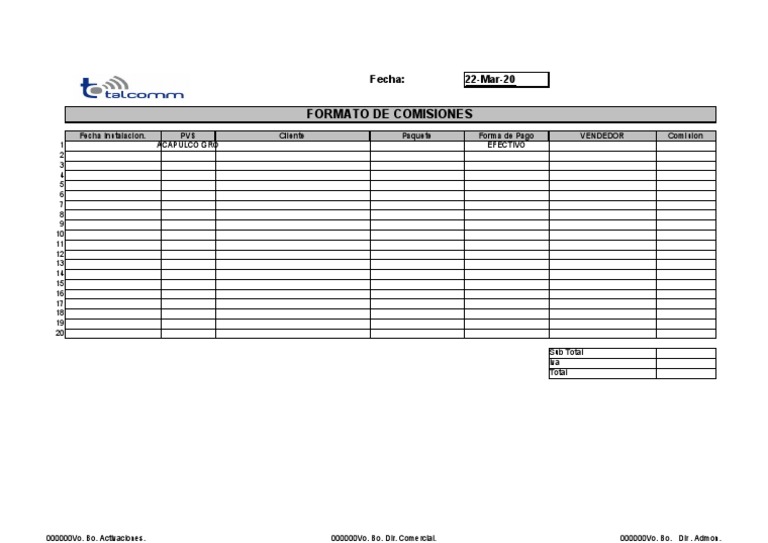 Formato Comisiones | PDF