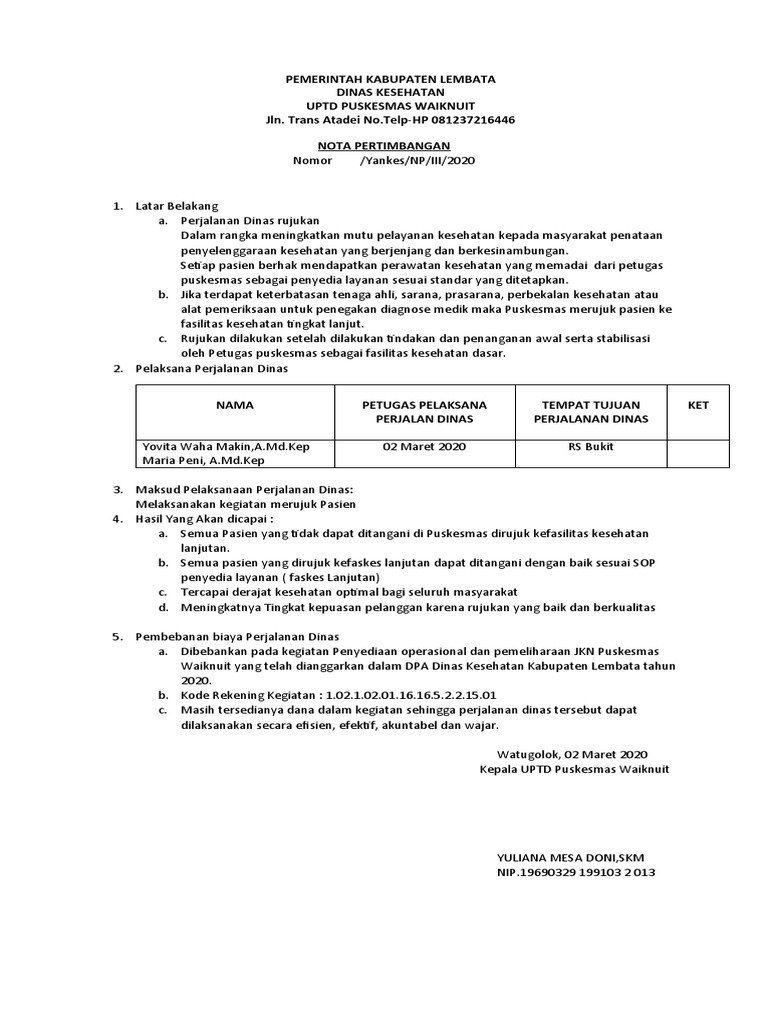 Nota Pertimbangan Rujukan | PDF