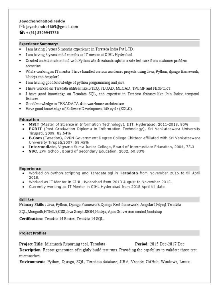 IT Mentor & Python Developer Resume | PDF | Scripting Language | Ajax ...
