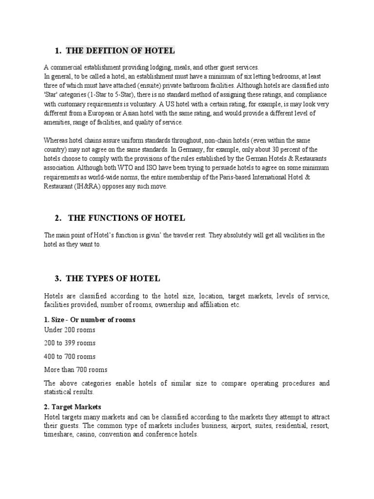 The Defition of Hotel | PDF | Resort | Hotel