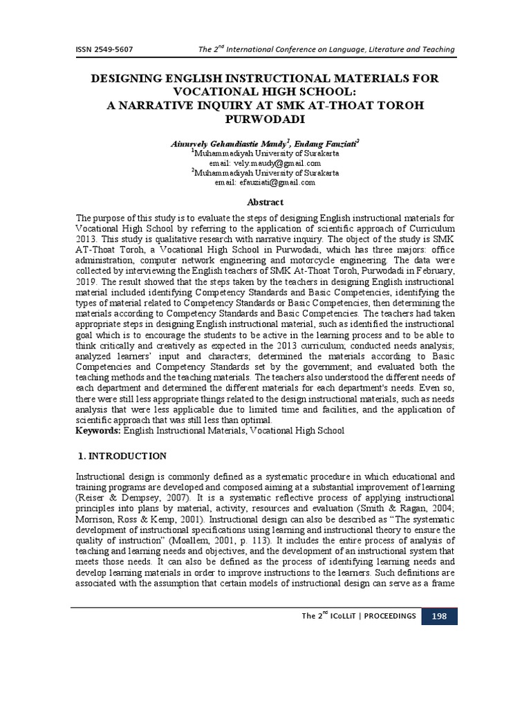 Designing English Instructional Materials For Vocational High School ...