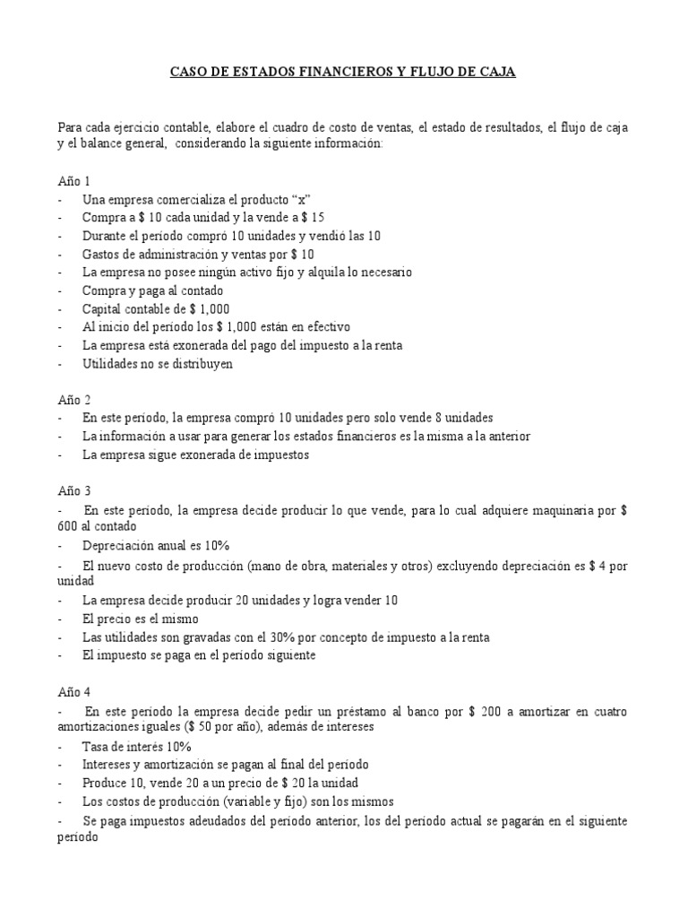 Solucion Caso EEFF y Flujo de Caja | PDF | Estado de resultados | Amortización (Negocio)
