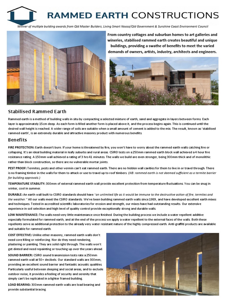Award-Winning Stabilised Rammed Earth Construction | PDF | Wall | Nature