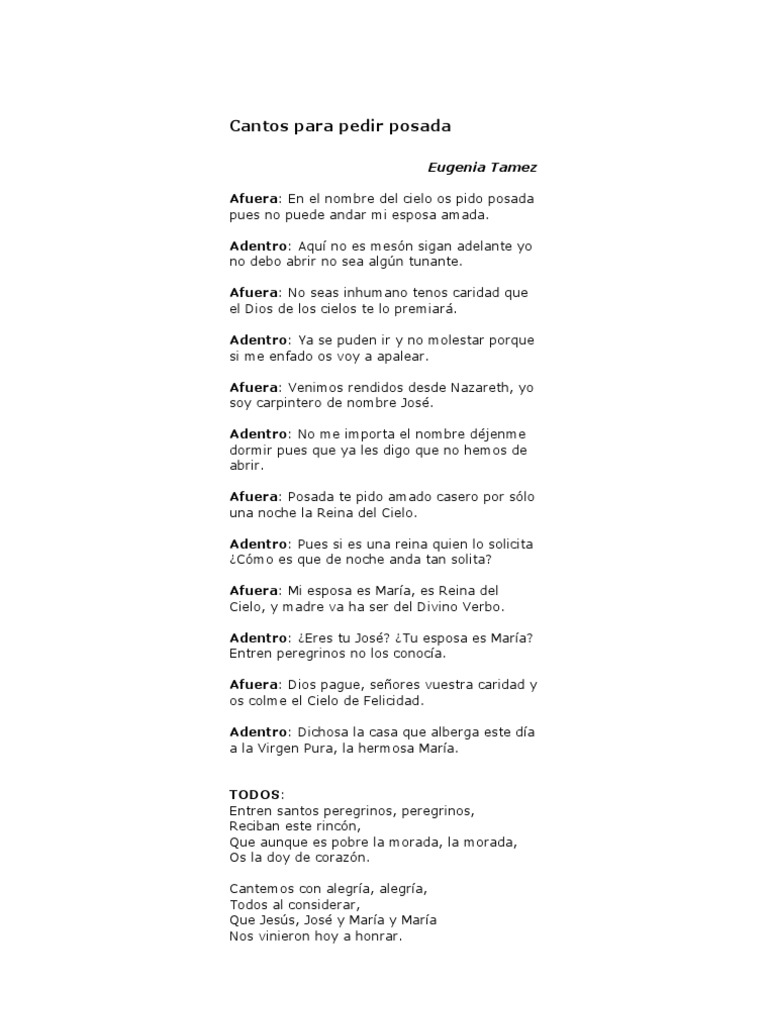 Cantos para Pedir Posada | PDF | María, madre de Jesús | Religión y creencia