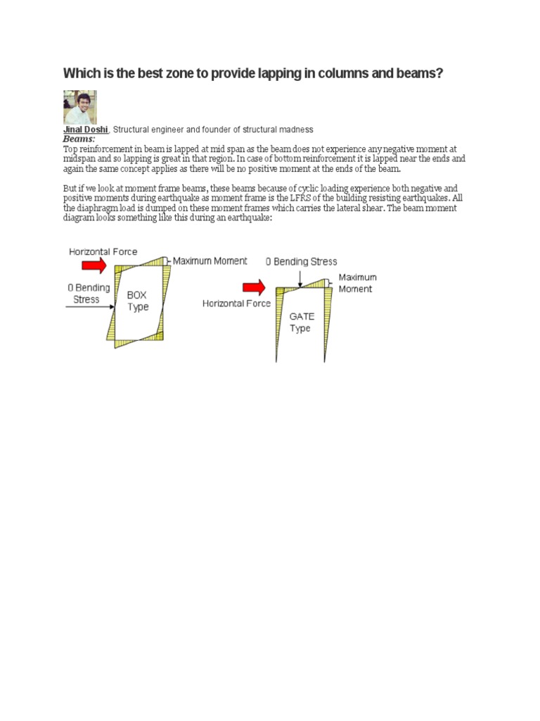 Lapping in Columns and Beams | PDF | Beam (Structure) | Column