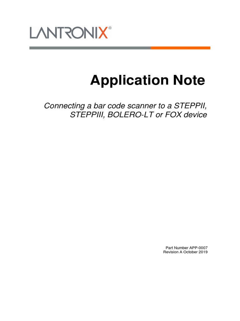 Application Note: Connecting A Bar Code Scanner To A STEPPII, Steppiii ...