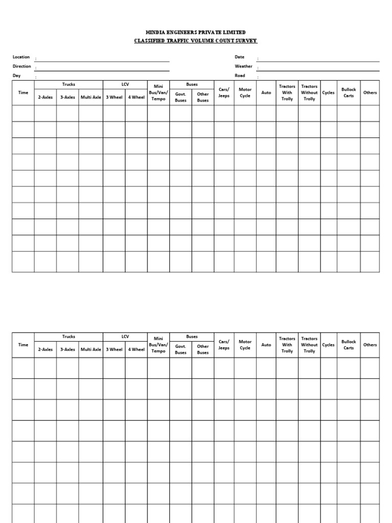 Classified Traffic Volume Count Survey Hindia Engineers Private Limited ...