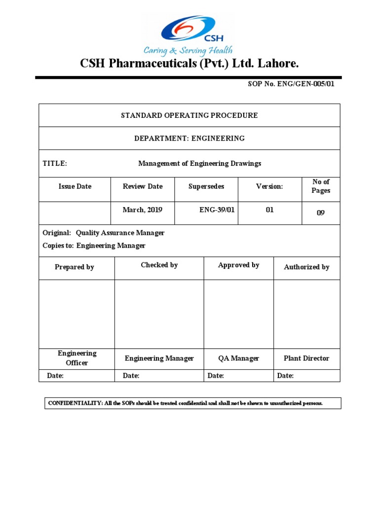 05-SOP-No. ENG-GEN-013-01 Management For Engineering Drawings | PDF ...