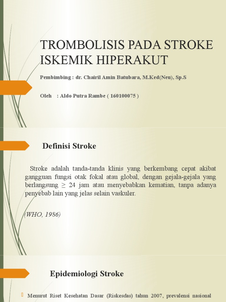 Prosedur dan Kriteria Trombolisis Stroke | PDF | Sains & Matematika