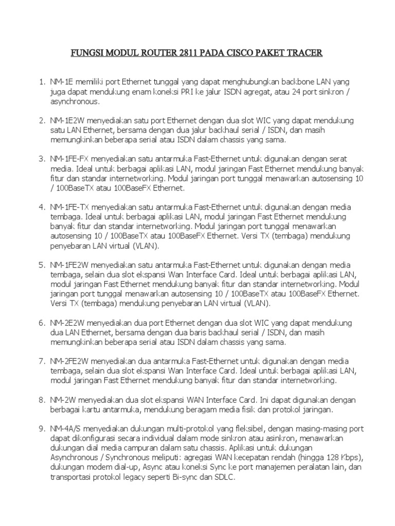 Modul Router Cisco 2811: Fungsi & Fitur | PDF | Komputer