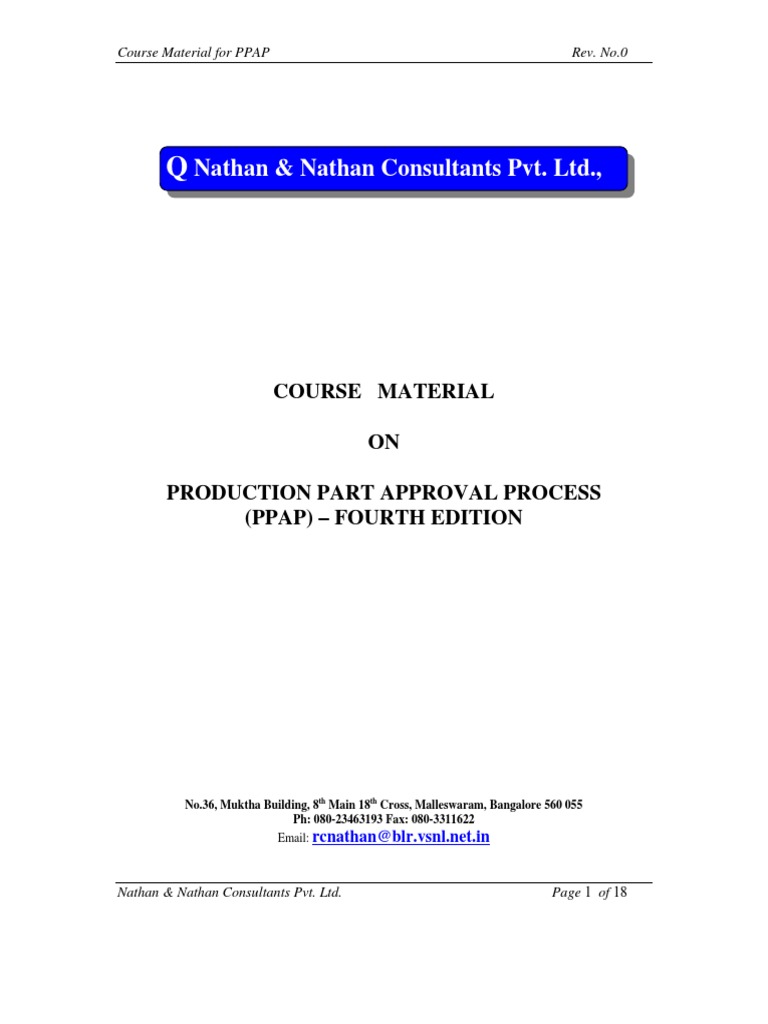 PPAP - 4th Edition - Course Material | PDF | Specification (Technical ...
