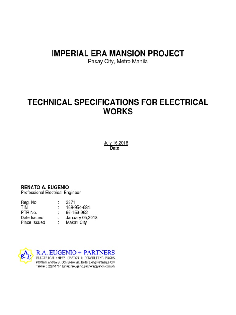 Tech Spec-IEM EE | PDF | Electrical Wiring | Specification (Technical Standard)