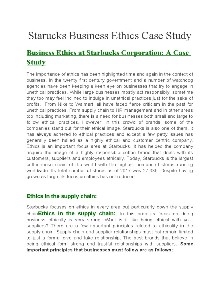 Starbucks Business Ethics Overview | PDF | Starbucks | Supply Chain