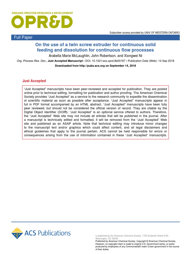Twin Screw Reactor | PDF | Solvation | Solution