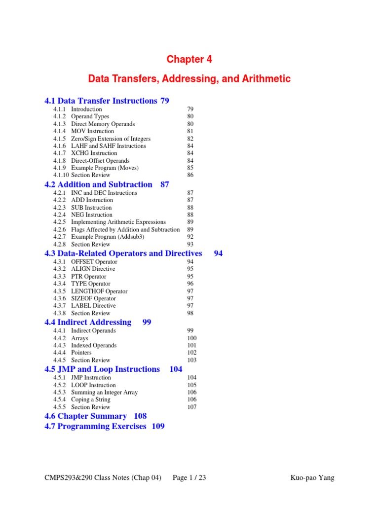 Data Transfers, Addressing, and Arithmetic | PDF | Array Data Structure | Pointer (Computer ...