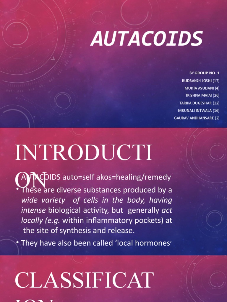 Autacoids: Group No. 1 | PDF | Interleukin | Angiotensin