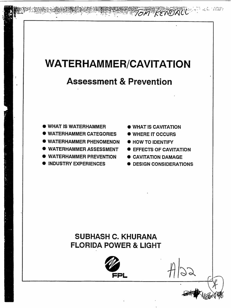 Cavitation and Water Hammer PDF | PDF | Statistical Mechanics | Gas ...
