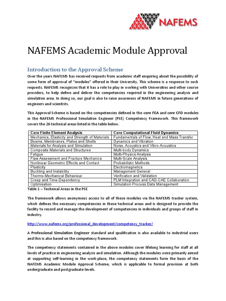 NAFEMS Academic Module Approval: Introduction To The Approval Scheme | Download Free PDF ...