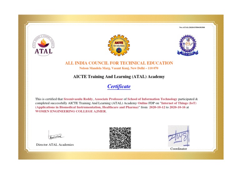 Certificate: All India Council For Technical Education | PDF