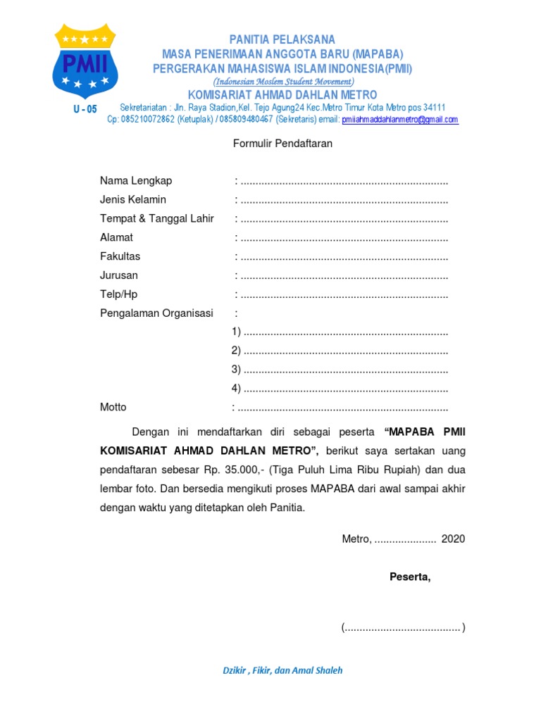 Formulir Mapaba | PDF