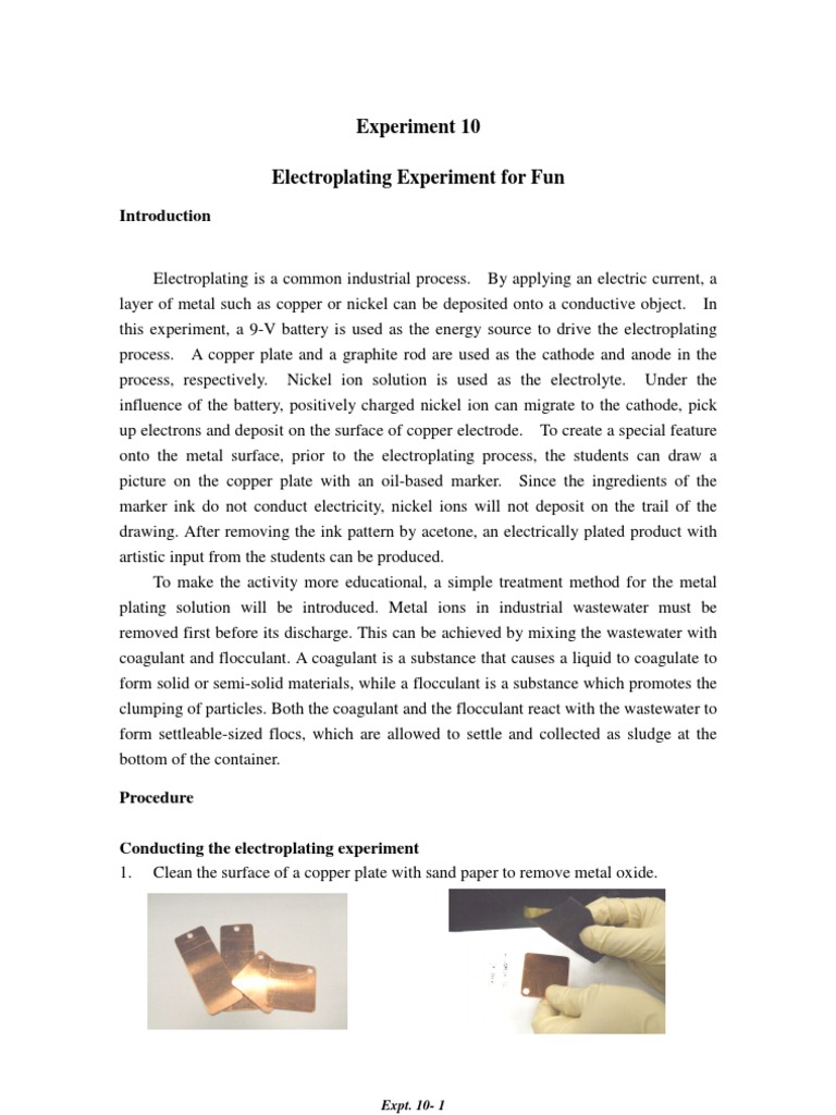 Expt 10 Electroplating English | PDF | Physical Sciences | Chemical Substances