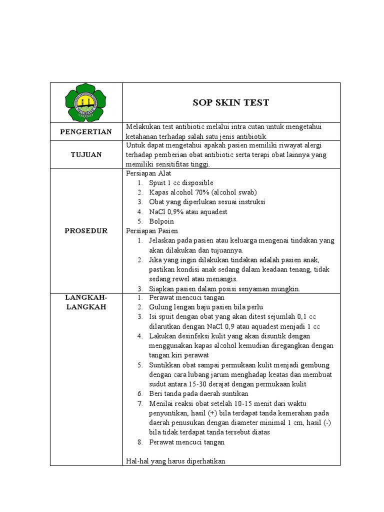 Sop Skin Test | PDF