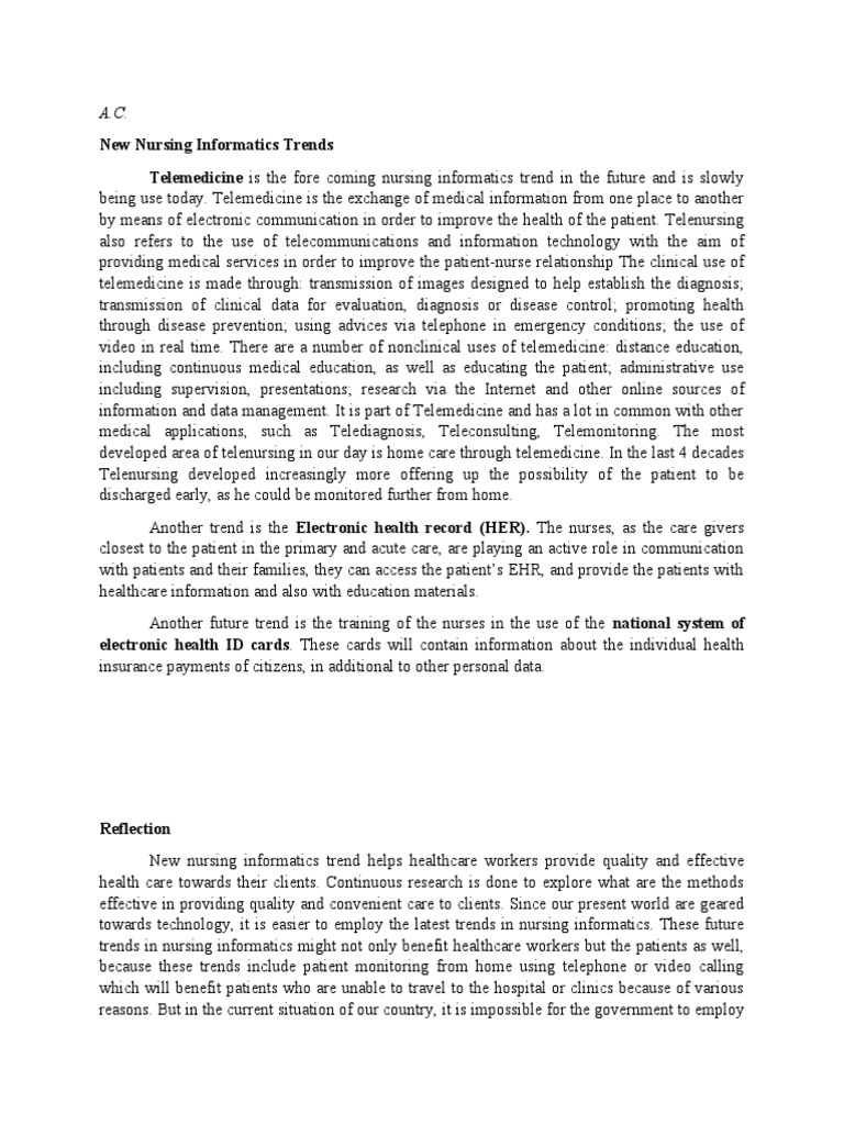 New Nursing Informatics Trends Telemedicine Is The Fore Coming Nursing ...