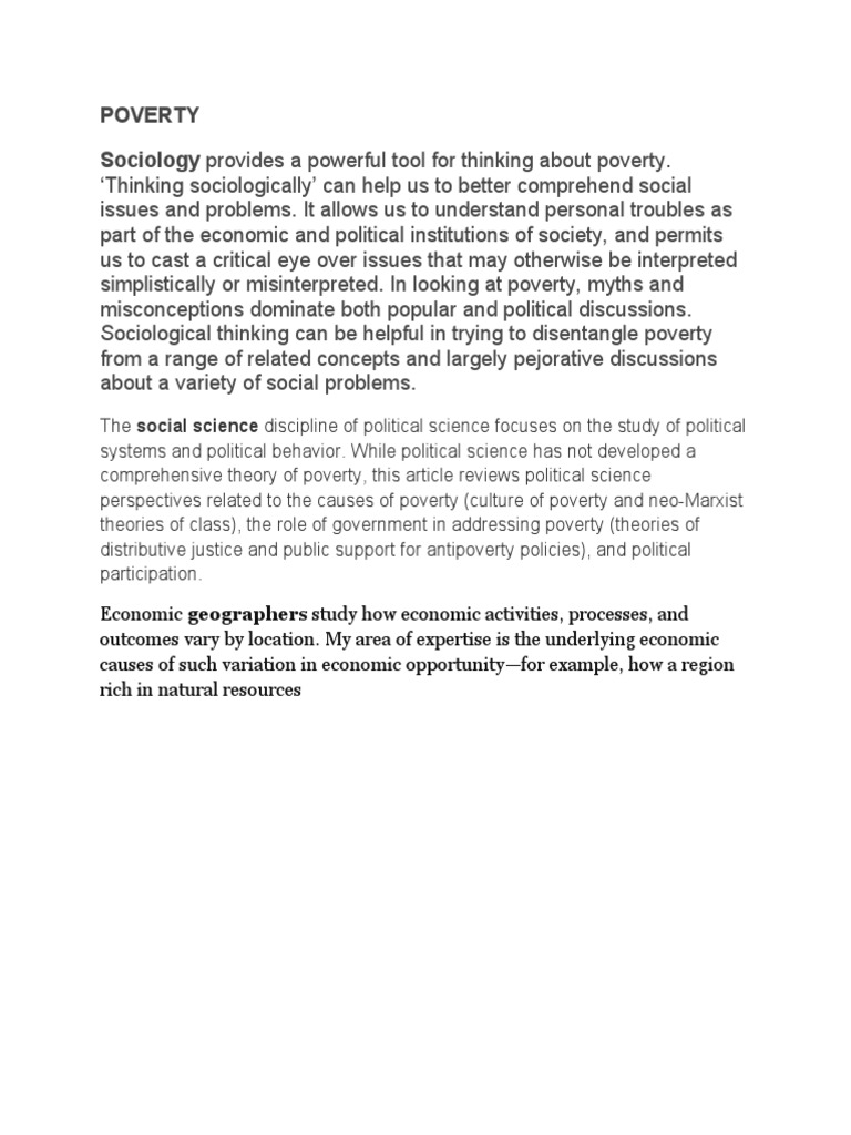 Poverty Sociology Provides A Powerful Tool For Thinking About Poverty ...
