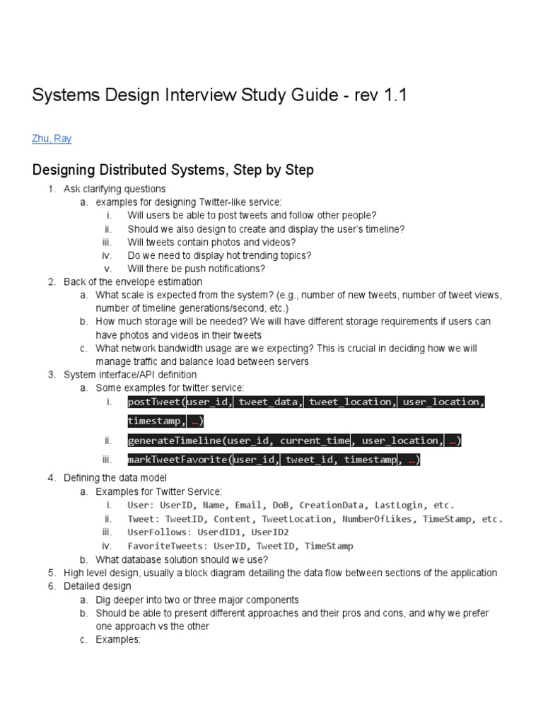 Systems Design Interview Study Guide | PDF | Process (Computing) | No Sql