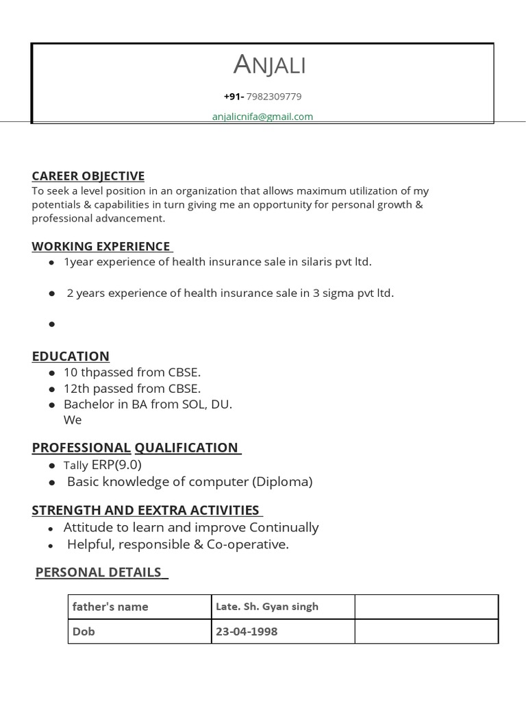 Anjali resume