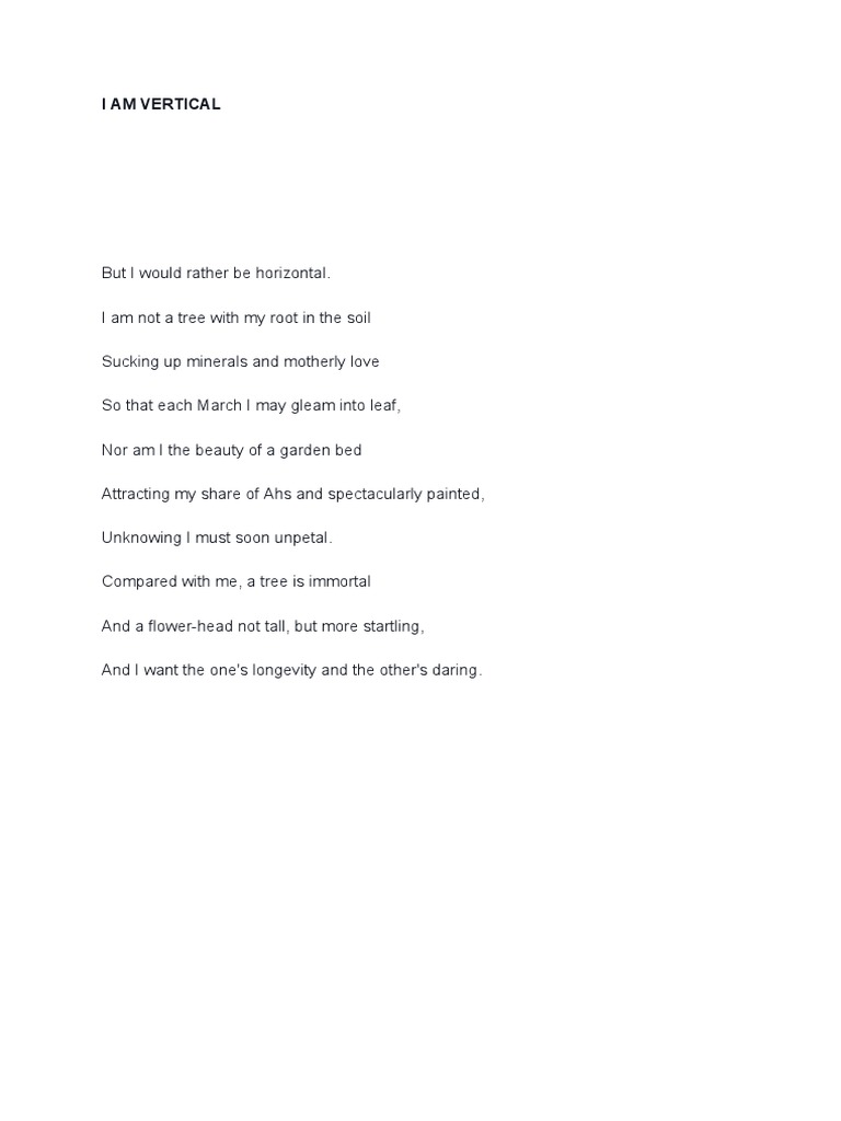 I Am Vertical | PDF | Poetry