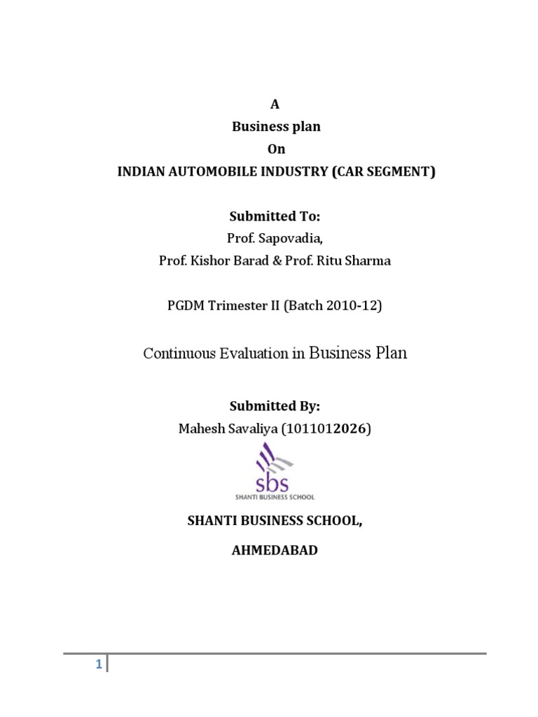 Indian Automobile Industry Plan | PDF | Motor Vehicle | Vehicles
