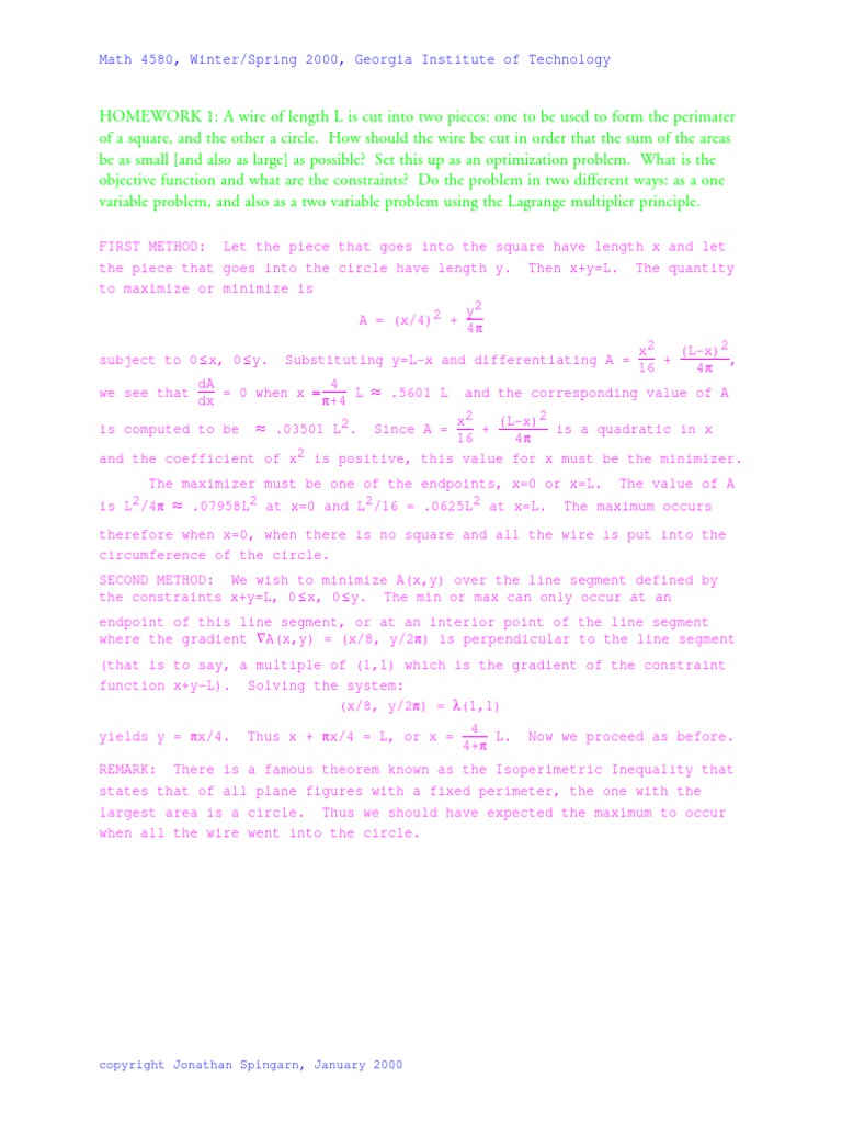 Math 4580, Winter/Spring 2000, Georgia Institute of Technology | Download Free PDF ...