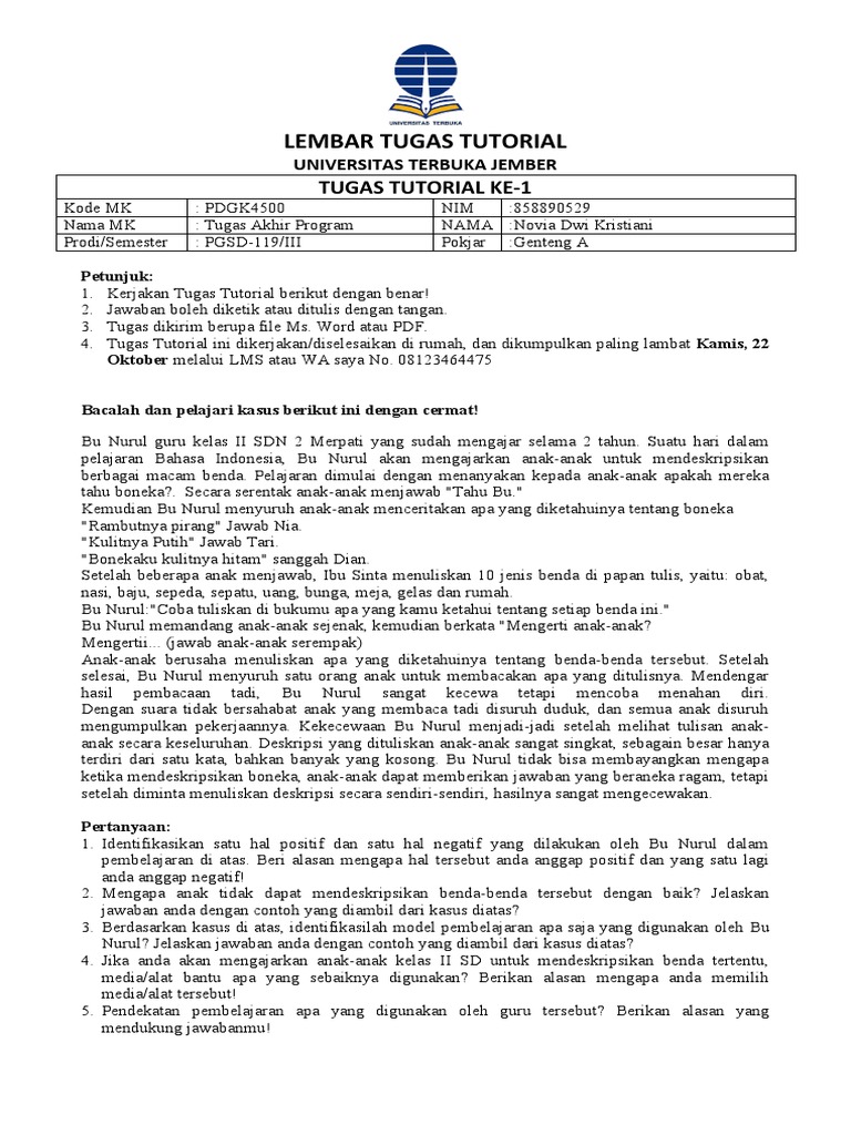 PDGK4500 Soal TT-1 | PDF | Karier & Perkembangan