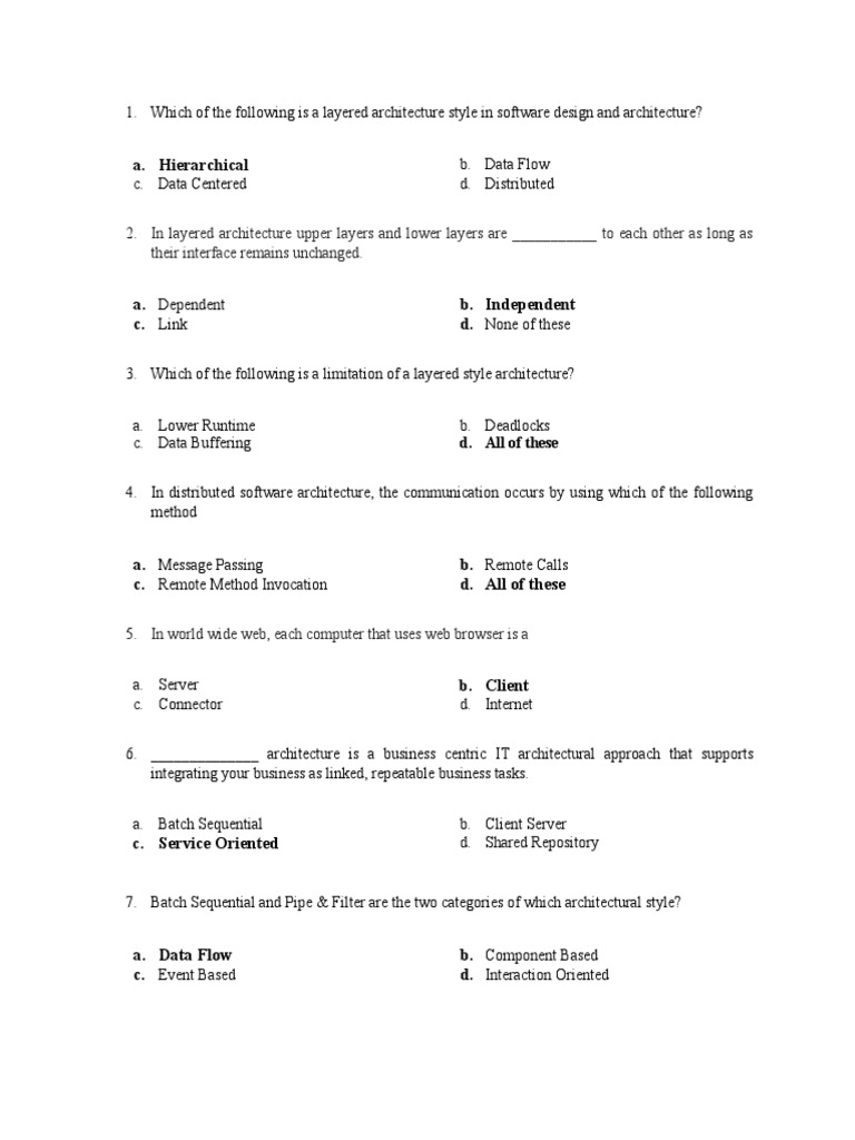 SDA Quiz 2 | PDF | Component Based Software Engineering | Software Architecture