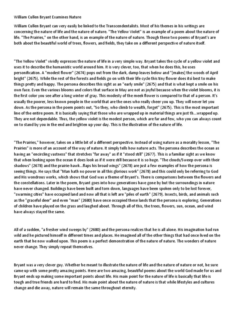 William Cullen Bryant Examines Nature 1 | PDF | Nature