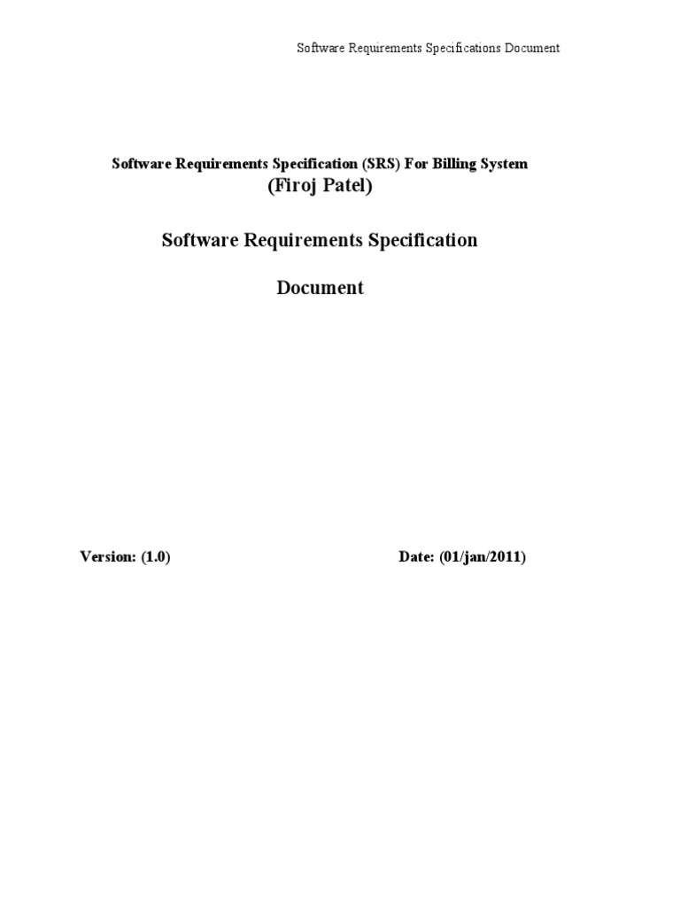 Srs For Billing Sysetm | PDF | Application Programming Interface | Specification (Technical ...