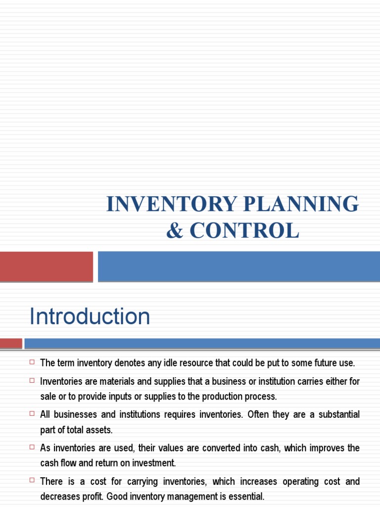 Inventory Planning and Control Overview | PDF | Inventory | Business ...