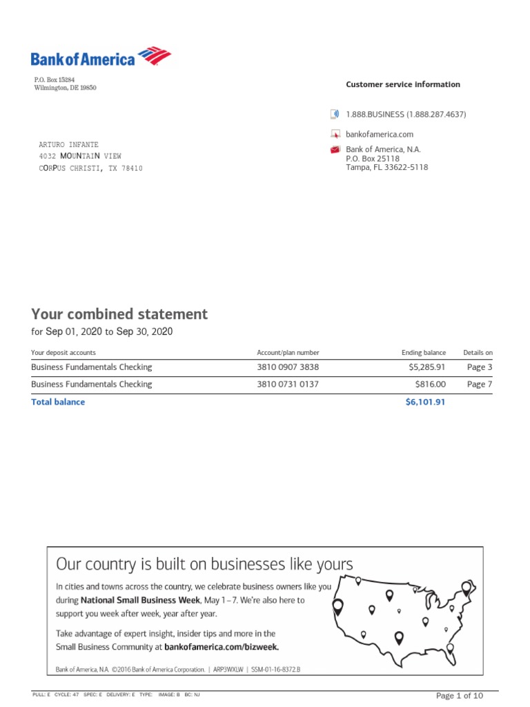 BOA Statement ARTURO INFANTE | PDF | Overdraft | Transaction Account