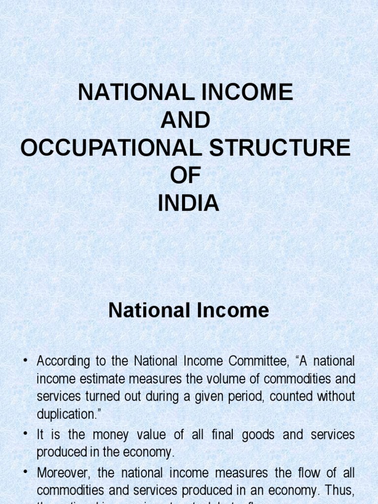 National Income and Occupational Structure in India | PDF | Value Added ...