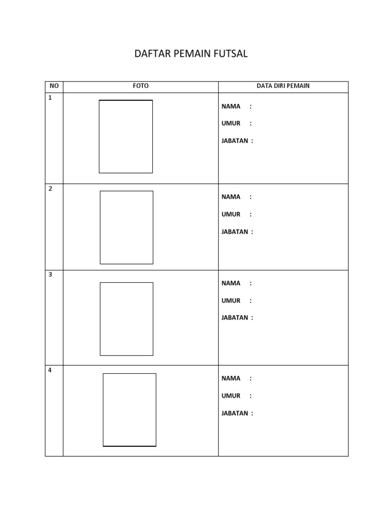 Daftar Pemain Futsal | PDF