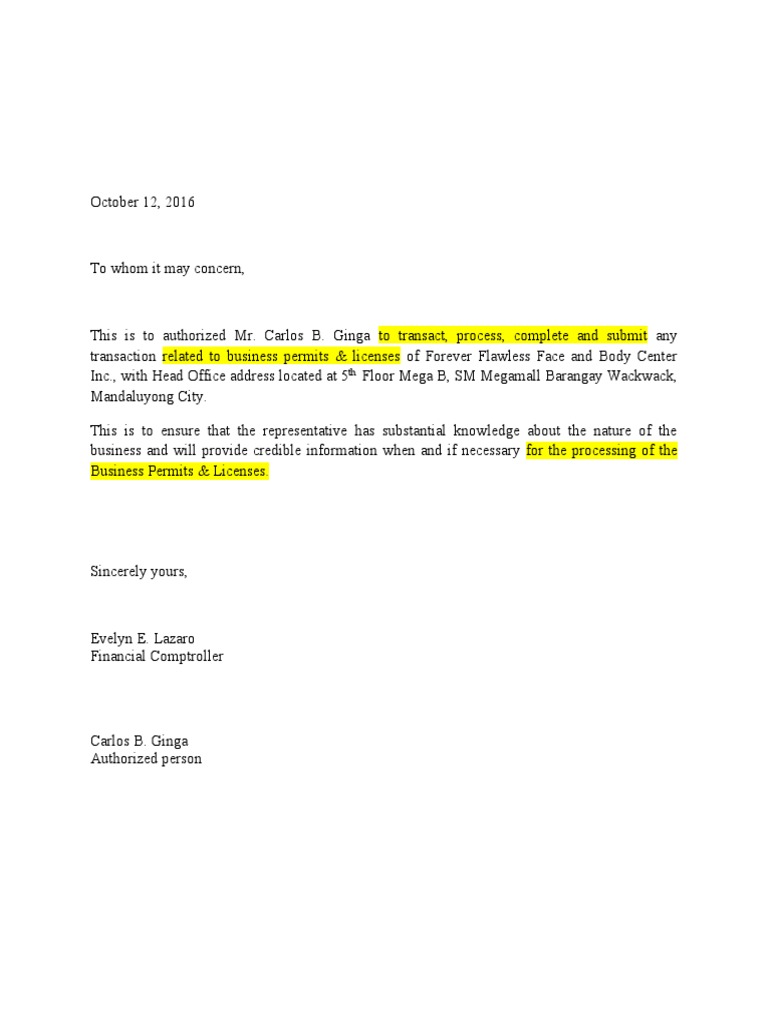 Autorization Letter | PDF