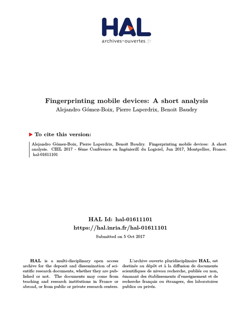 FP Mobile Devices A Short Analysis PDF | PDF | Internet Privacy | Web Gl