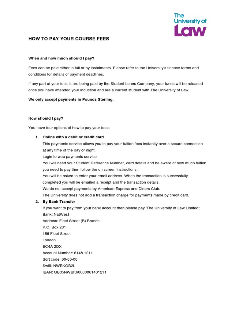 Course Fees Payment Methods Guide | PDF | Payments | Cheque