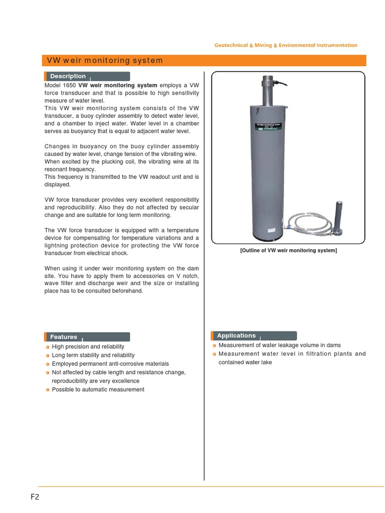 VW Weir Monitoring System (1650) | PDF | Sensor | Frequency