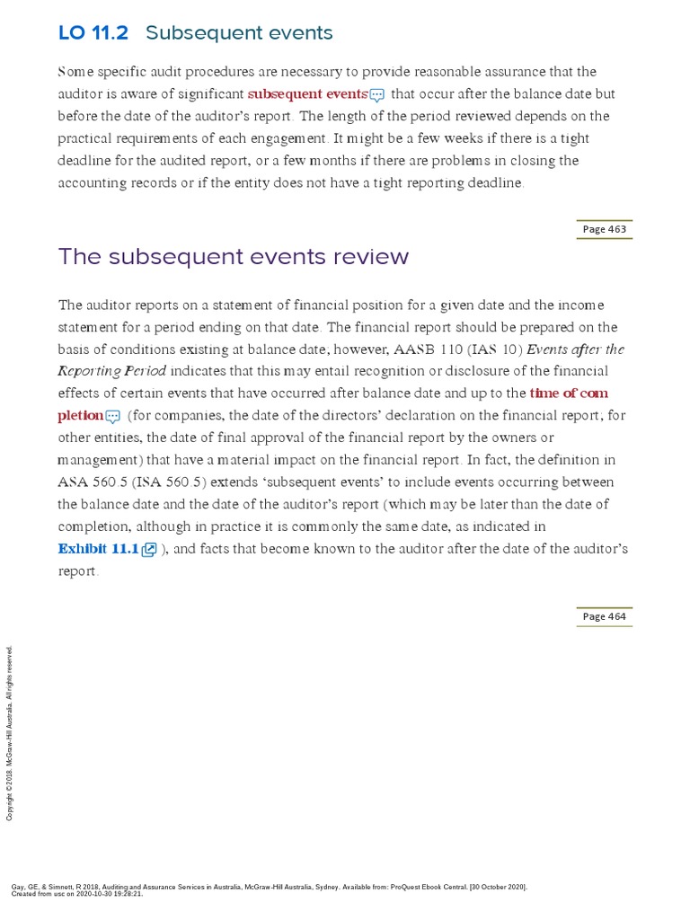 The Subsequent Events Review | PDF | Financial Statement | Auditor's Report