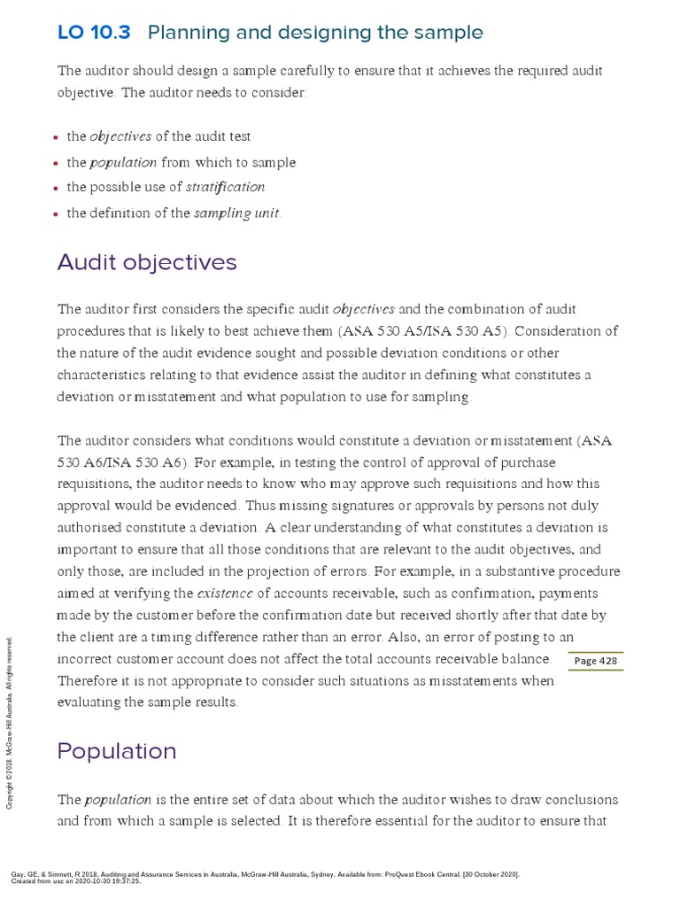 Audit Objectives: Planning and Designing The Sample | Download Free PDF ...