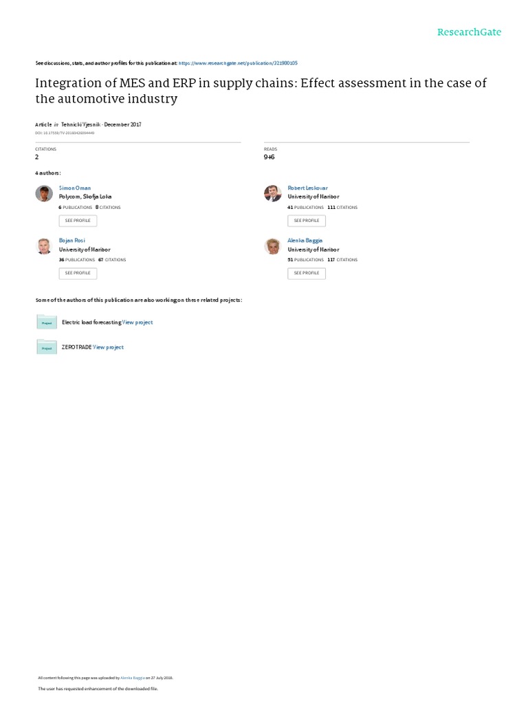 MES-ERP Integration in Automotive Supply Chains | PDF | Enterprise ...