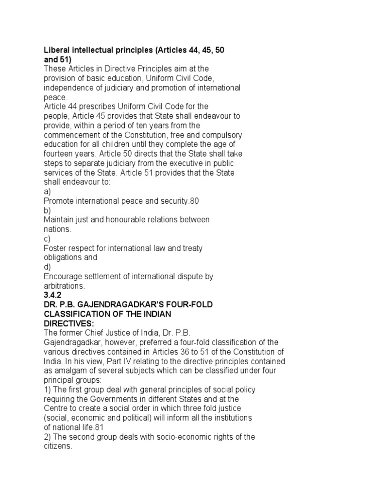 Directive Principles in Indian Constitution | PDF | Ethical Principles ...